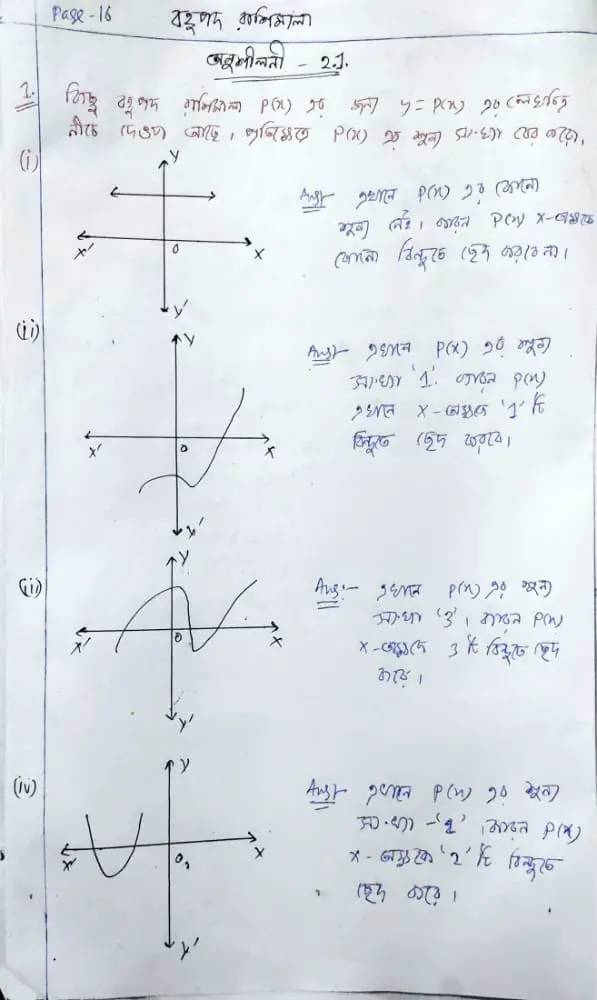 Tripura Board Class 10 Maths Solution Chapter 2 Exercise 2.1 বহুপদ রাশিমালা Tripura Board Class 10 Maths Solution Chapter 2 Exercise 2.1 বহুপদ রাশিমালা